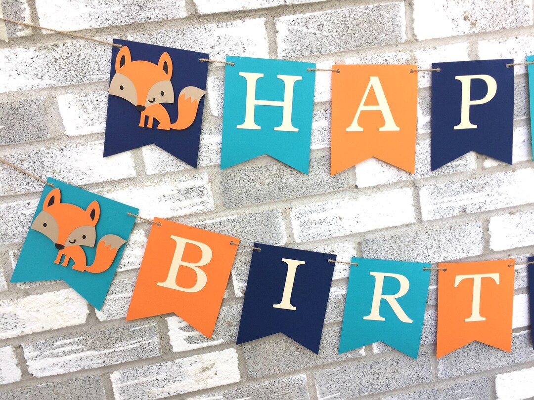 Woodland Birthday Banner, Fox Banner, Woodland Birthday Decorations ...