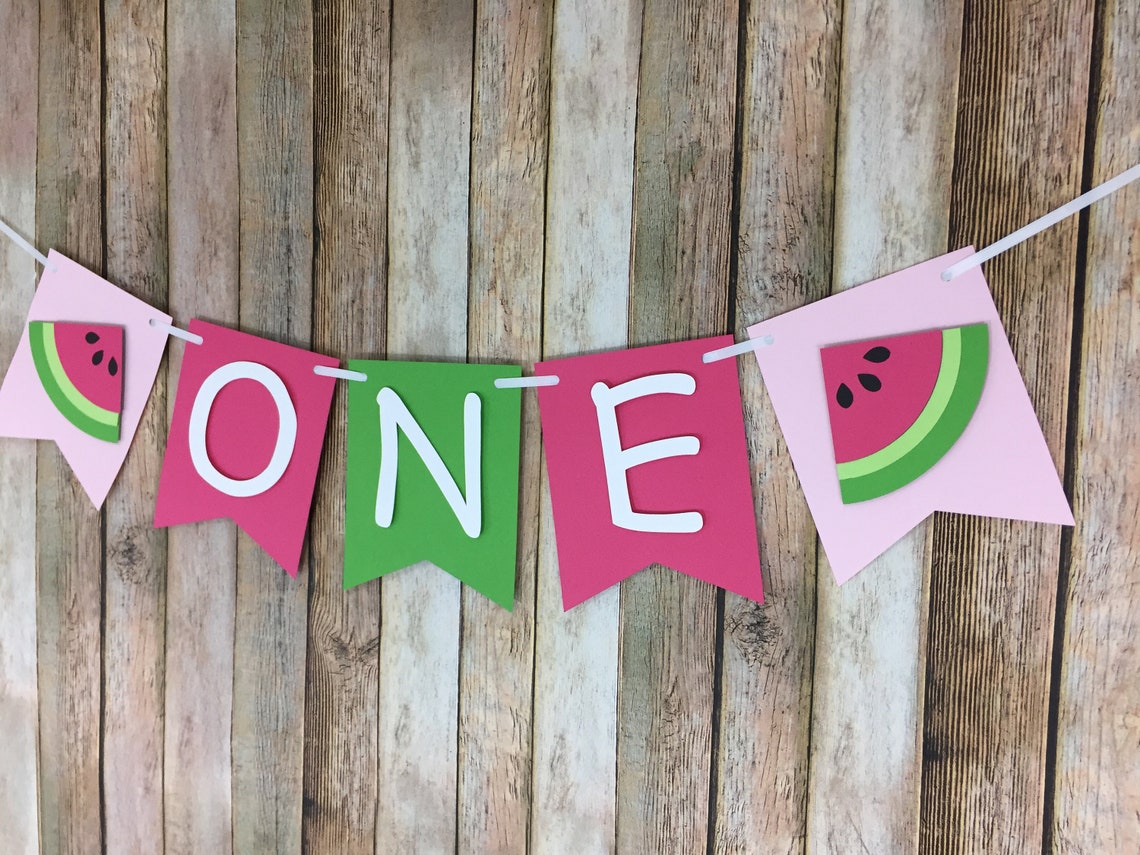 Watermelon ONE Banner One in a Melon Birthday Decorations - Etsy