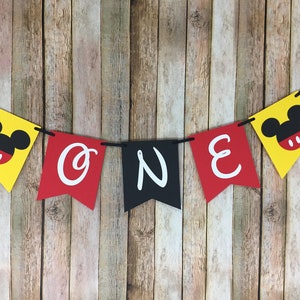 ONE Mickey Mouse Banner, Mickey Mouse ONE Banner, Mickey Mouse Birthday ...