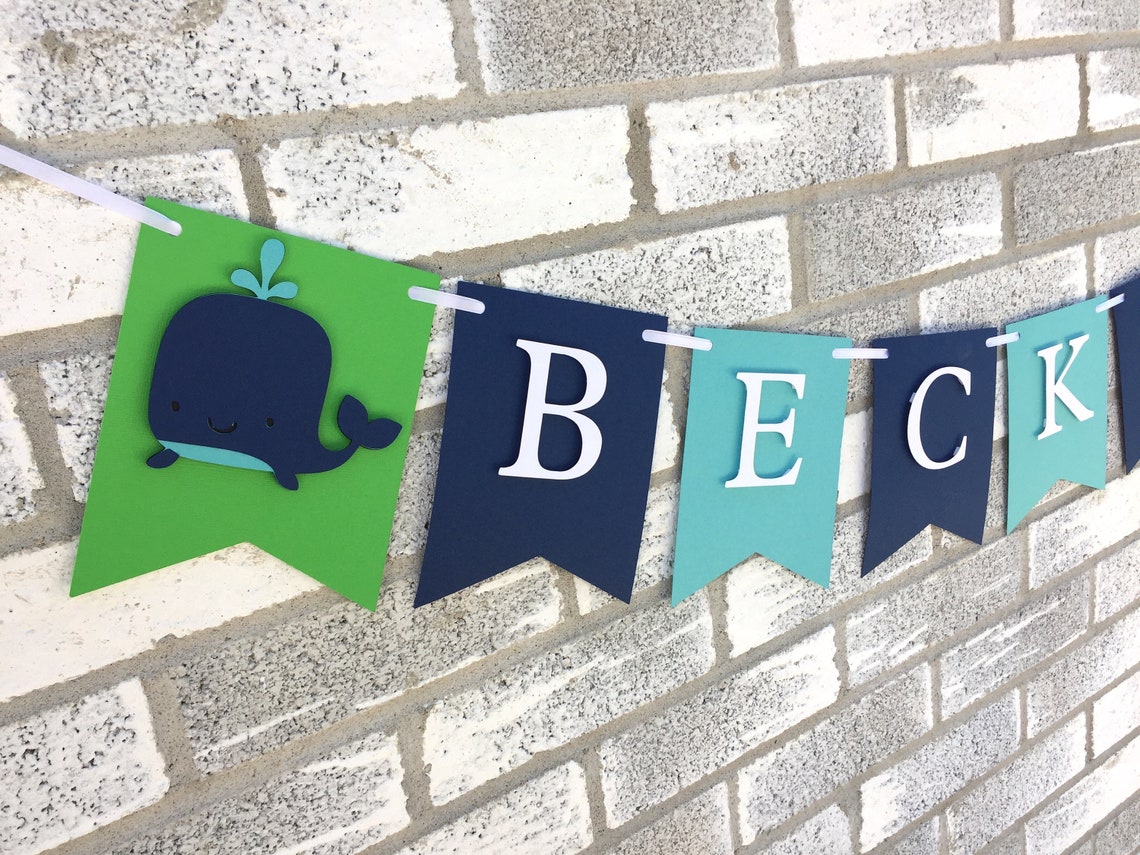 Whale Name Banner Whale Banner Whale First Birthday Under - Etsy
