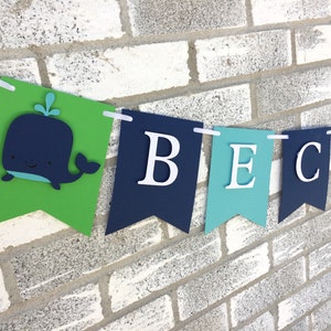 Whale Name Banner, Whale Banner, Whale First Birthday, Under the Sea ...
