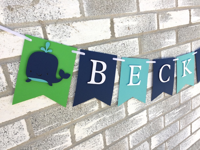 Whale Name Banner, Whale Banner, Whale First Birthday, Under the Sea ...