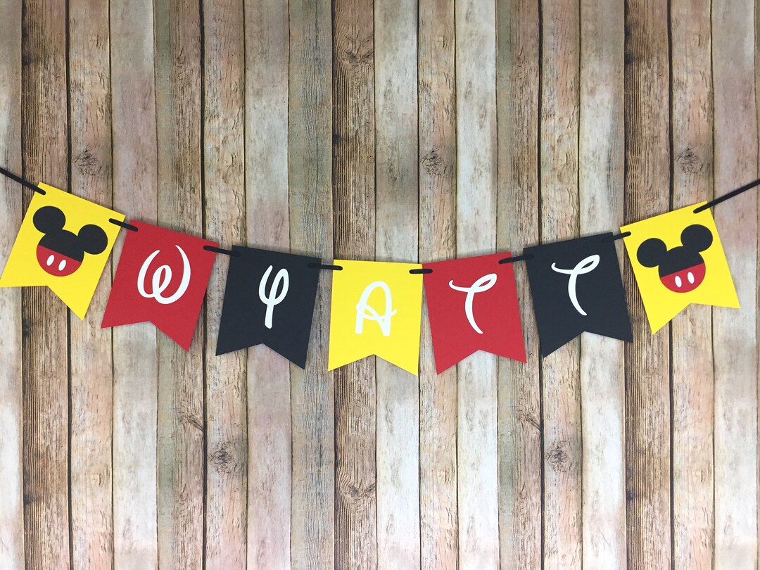 Mickey Mouse Name Banner, Mickey Mouse Banner, Mickey Mouse Birthday ...