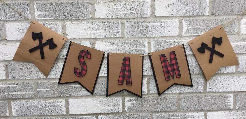 Lumberjack Banner Name Banner Buffalo Plaid Banner Rustic | Etsy
