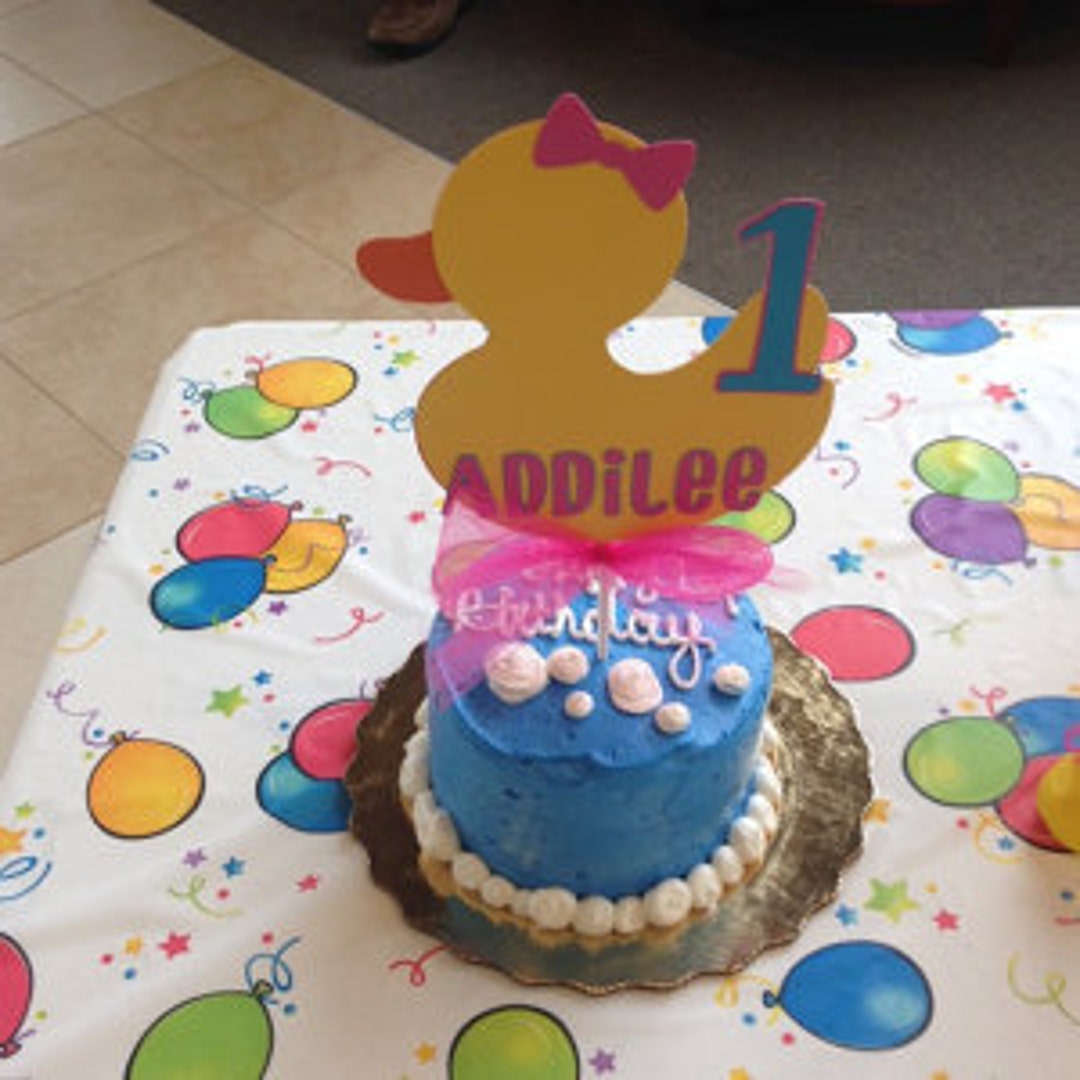 Girl Duck Smash Cake Topper, Rubber Duck,duck Birthday, Ducky Baby ...