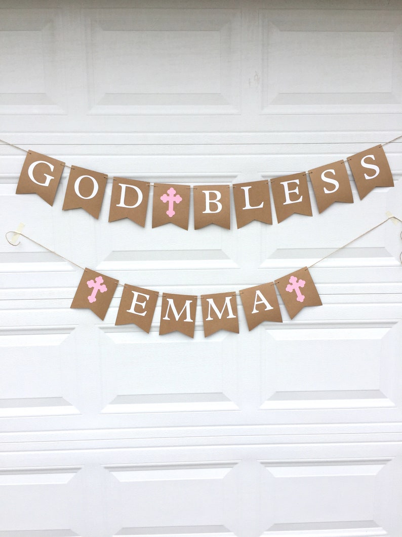 BAPTISM Banner First Communion Banner God Bless Banner | Etsy
