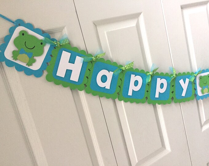 Frog Banner, Frog Birthday Banner, Frog Happy Birthday Banner, Frog ...