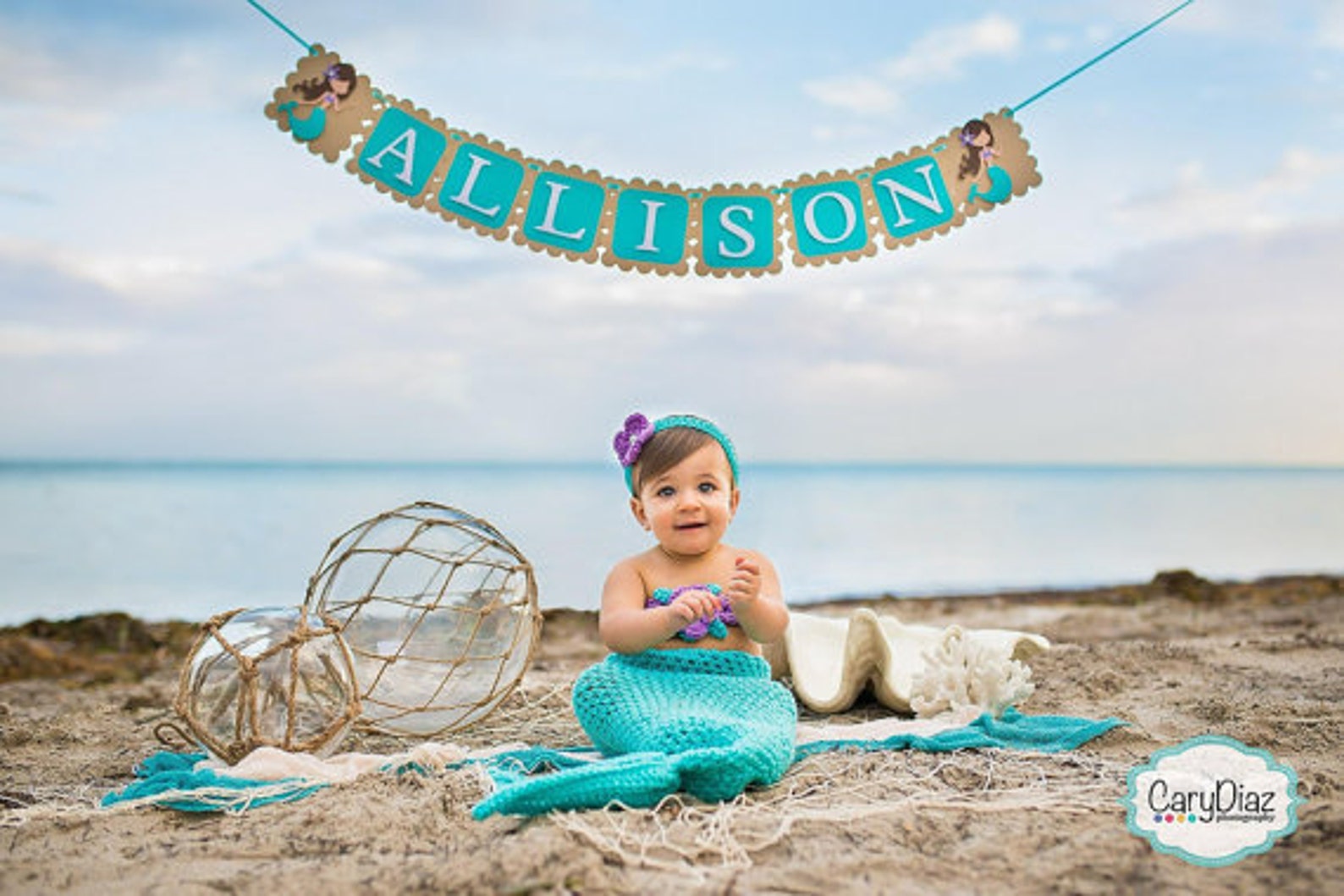 Mermaid Banner Mermaid Name Banner Mermaid Birthday Aqua & - Etsy