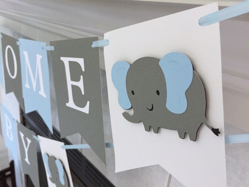 Welcome Baby Banner Elephant Banner Baby Shower Banner Blue | Etsy