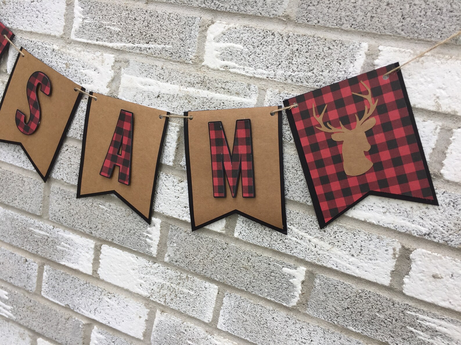 Rustic Deer Banner Name Banner Buffalo Plaid Banner Rustic | Etsy