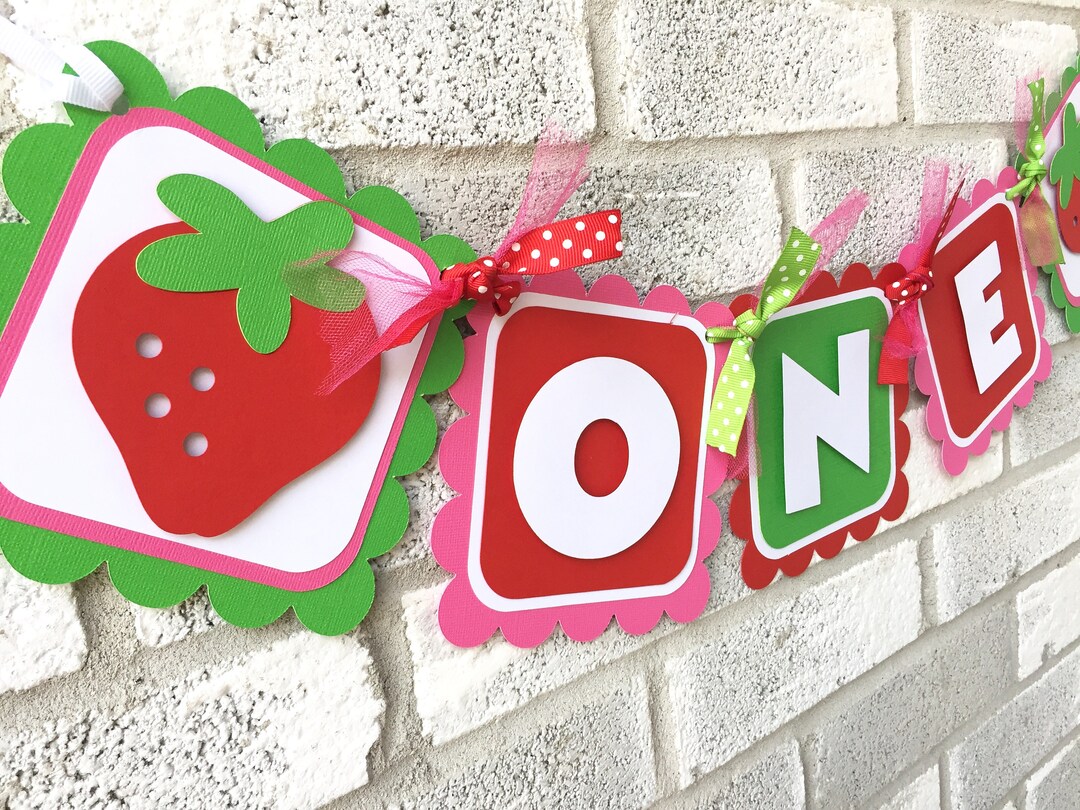 Strawberry Banner, Strawberry ONE Banner, Strawberry Highchair Banner ...