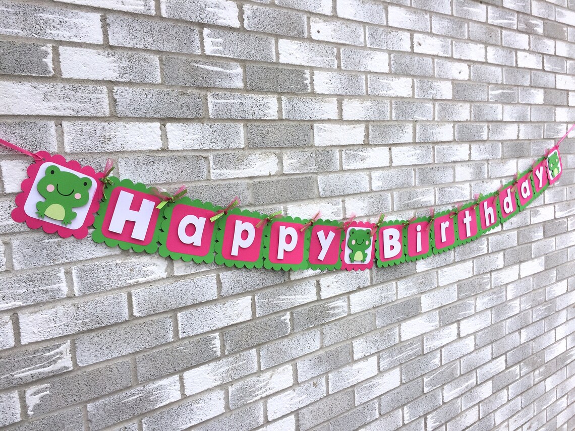 Girl Frog Banner Frog Birthday Banner Frog Happy Birthday | Etsy