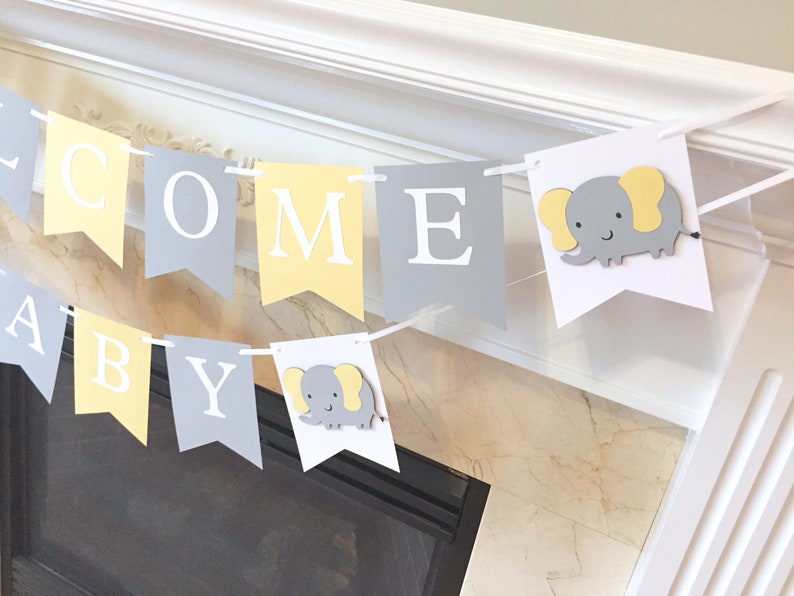 Welcome Baby Banner Elephant Banner Baby Shower Banner - Etsy