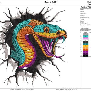 Snake Embroidery Design, Machine Embroidery File, Digital Embroidery ...
