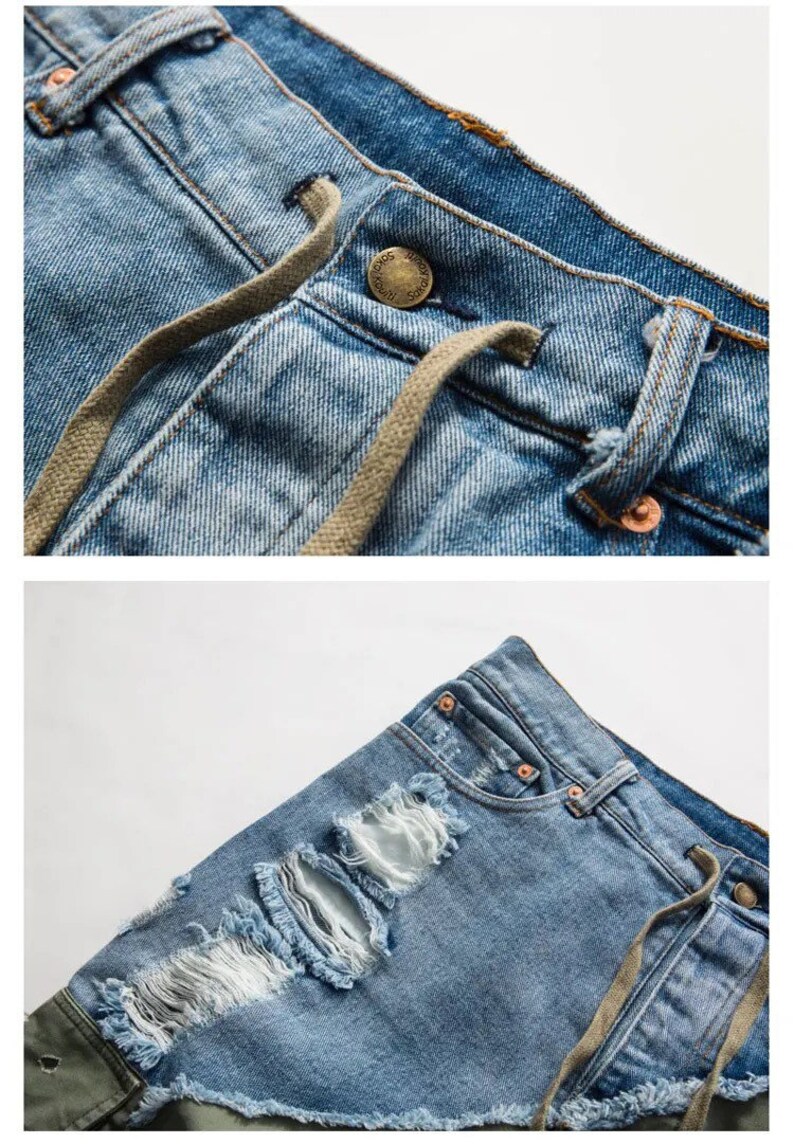 OUTLANDS Upcycled Denim Patchwork Patachute Pants handmade Design and ...