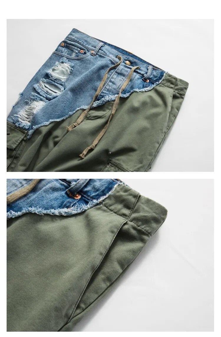 OUTLANDS Upcycled Denim Patchwork Patachute Pants handmade Design and ...