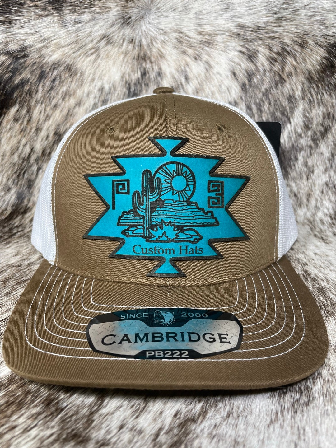 P3 Custom Hats Aztec Desert Turquoise Leather Patch Hat - Etsy