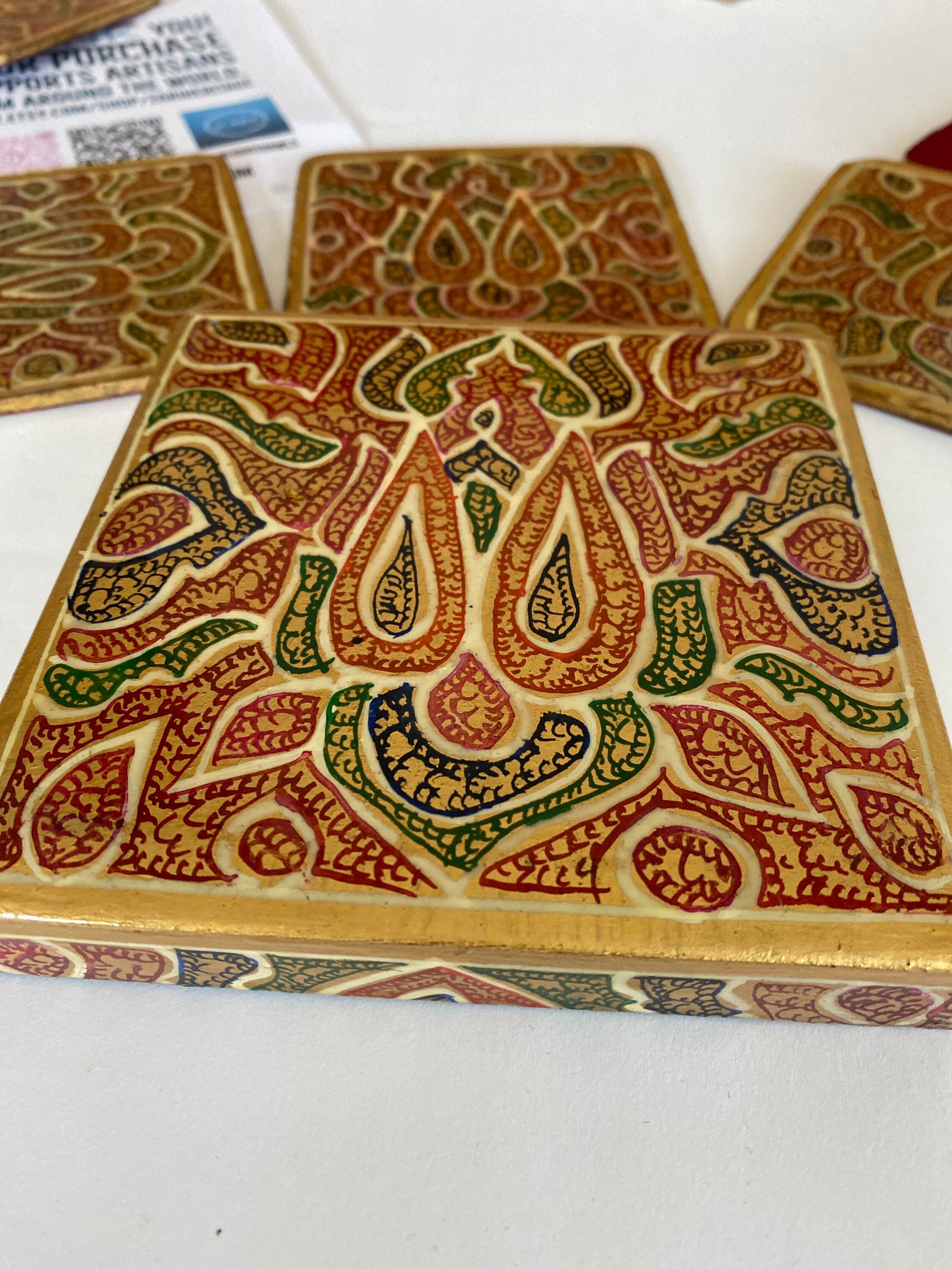 Bohemian Decor Indian Folk Art Coaster Set Gifts for House - Etsy