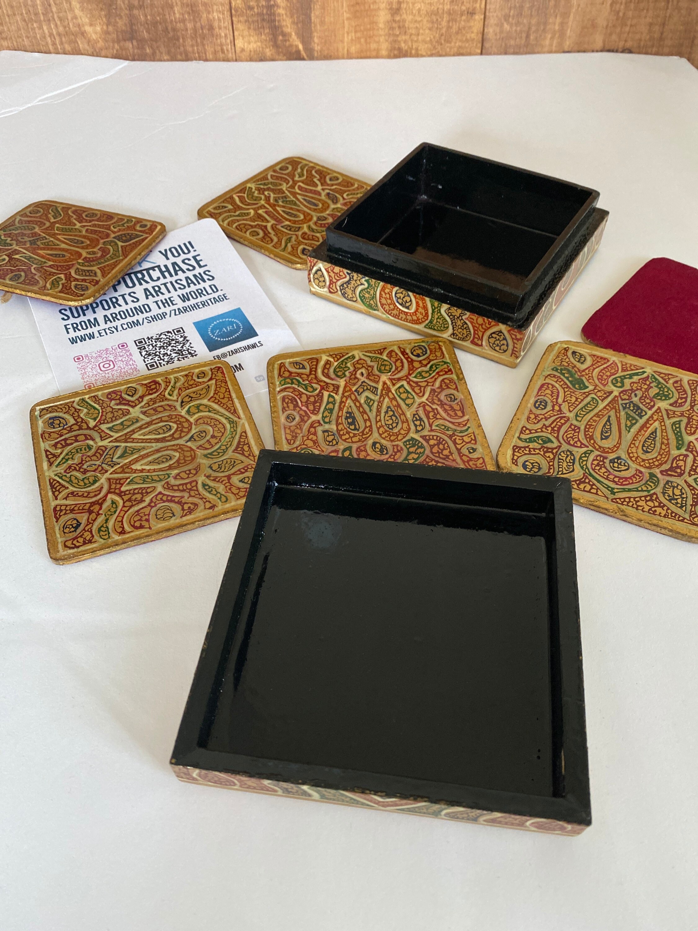 Bohemian Decor Indian Folk Art Coaster Set Gifts for House - Etsy