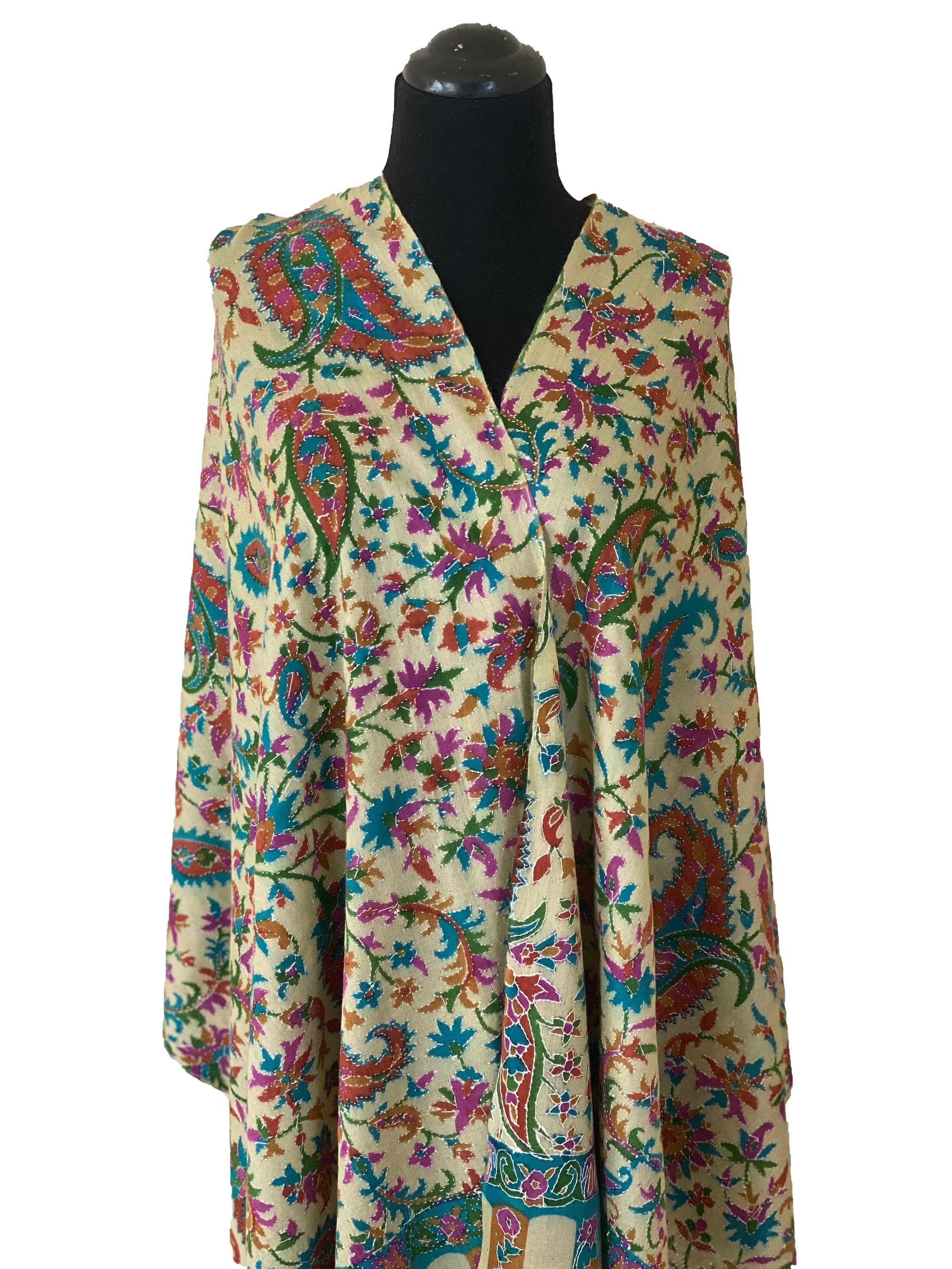 Cashmere Pashmina Weave Paisley Floral Kani Embroidery Wrap for Her ...