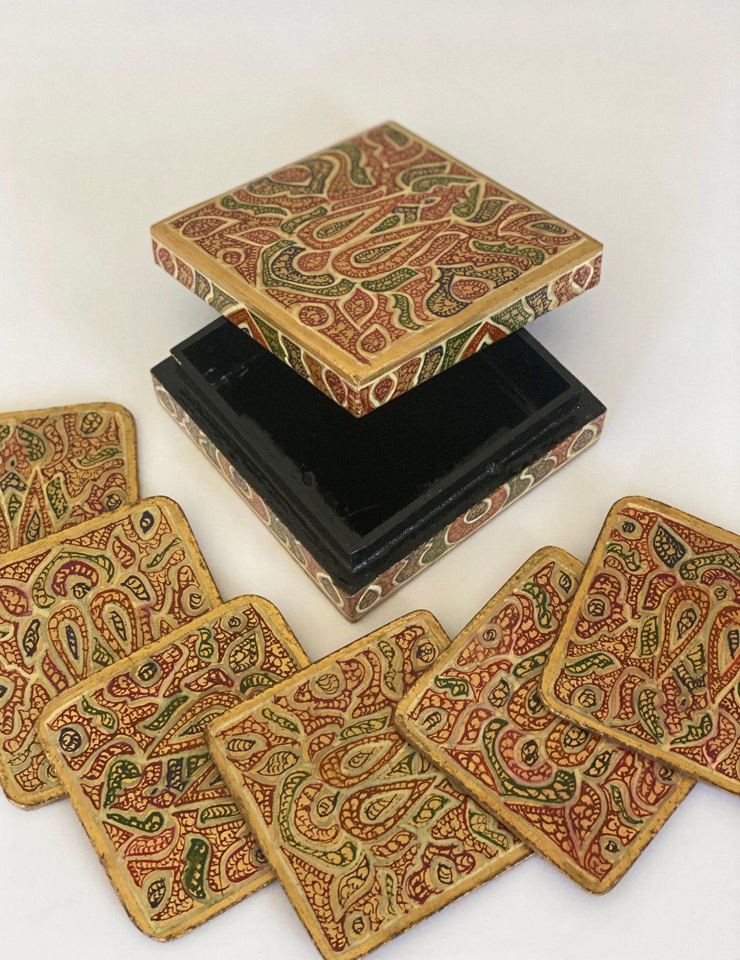 Bohemian Decor, Indian Folk Art Coaster Set, Gifts for House Warming ...