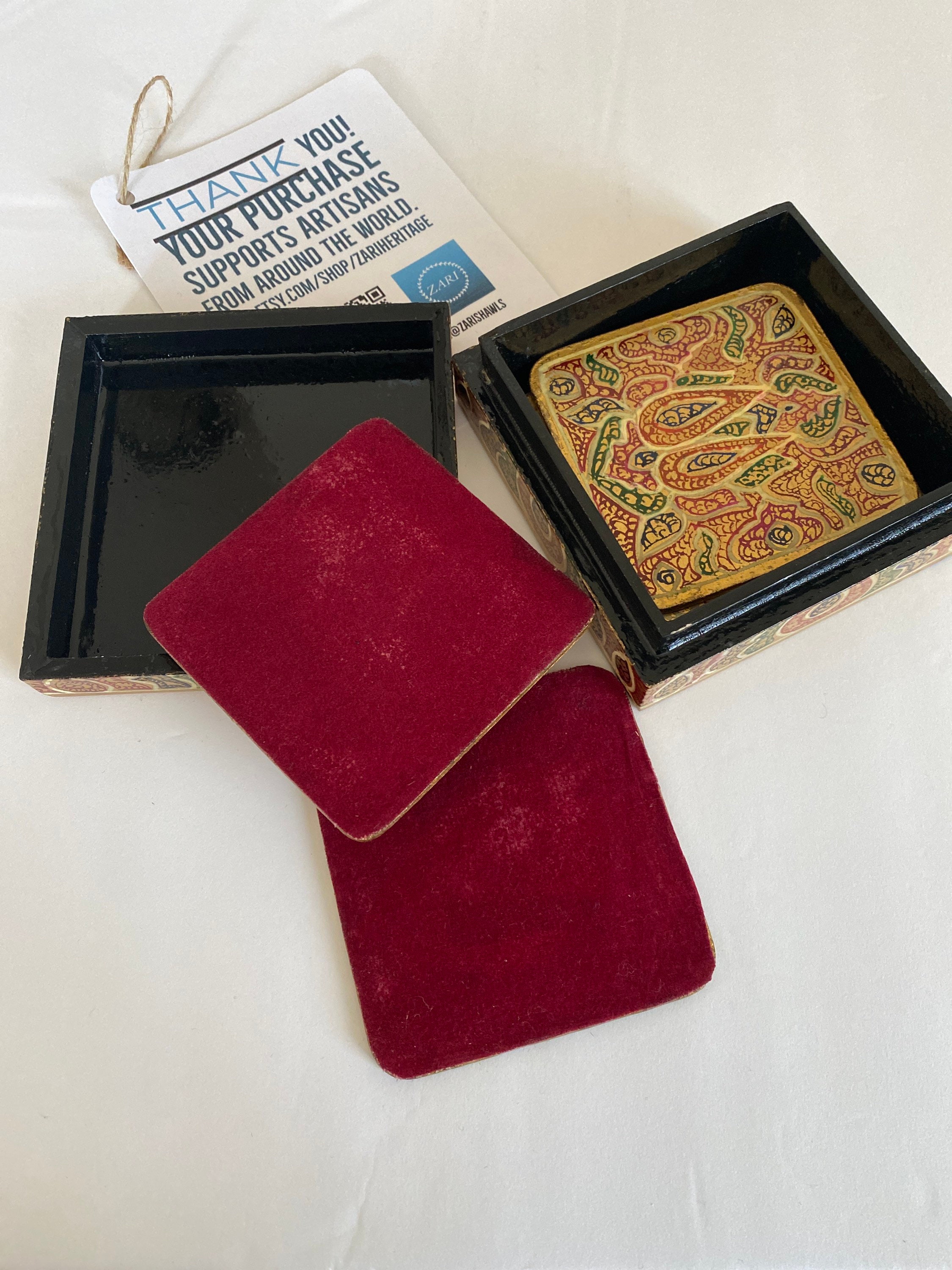 Bohemian Decor Indian Folk Art Coaster Set Gifts for House - Etsy