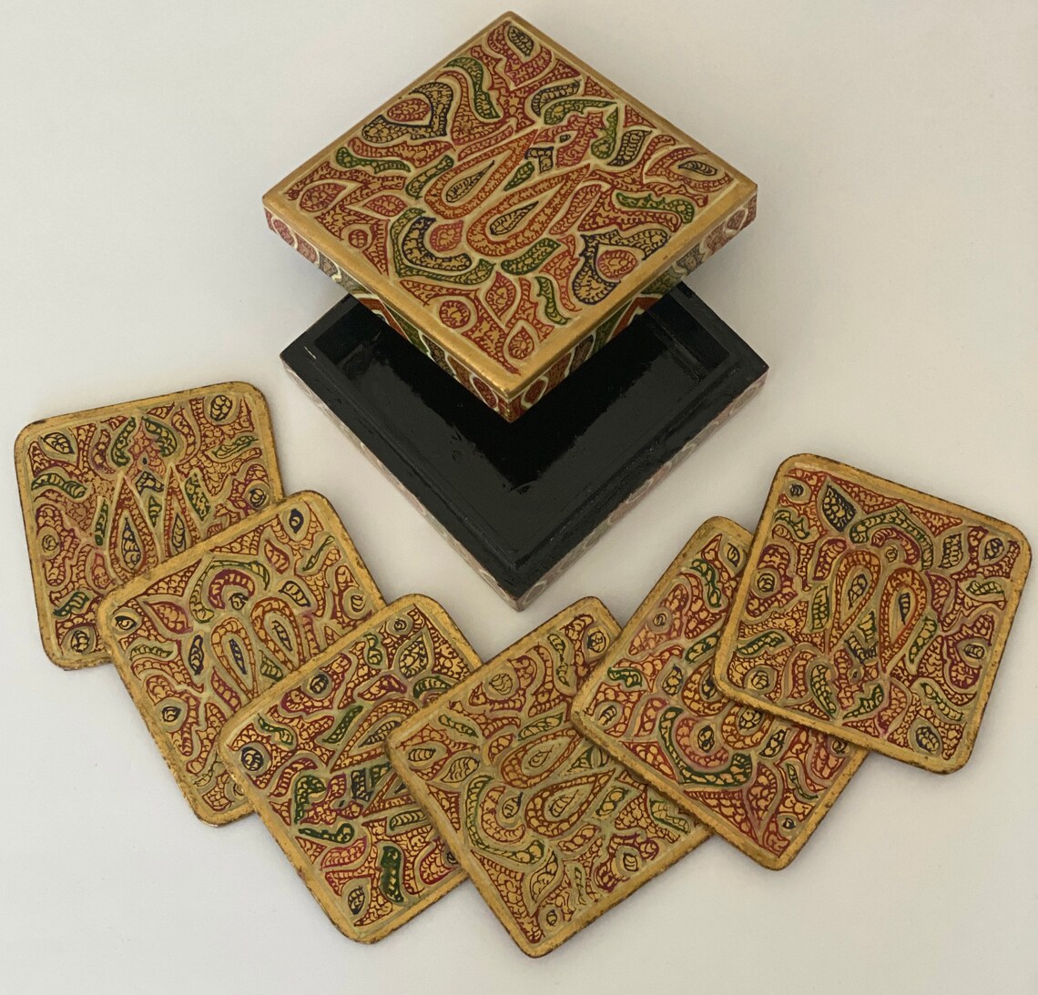 Bohemian Decor Indian Folk Art Coaster Set Gifts for House - Etsy