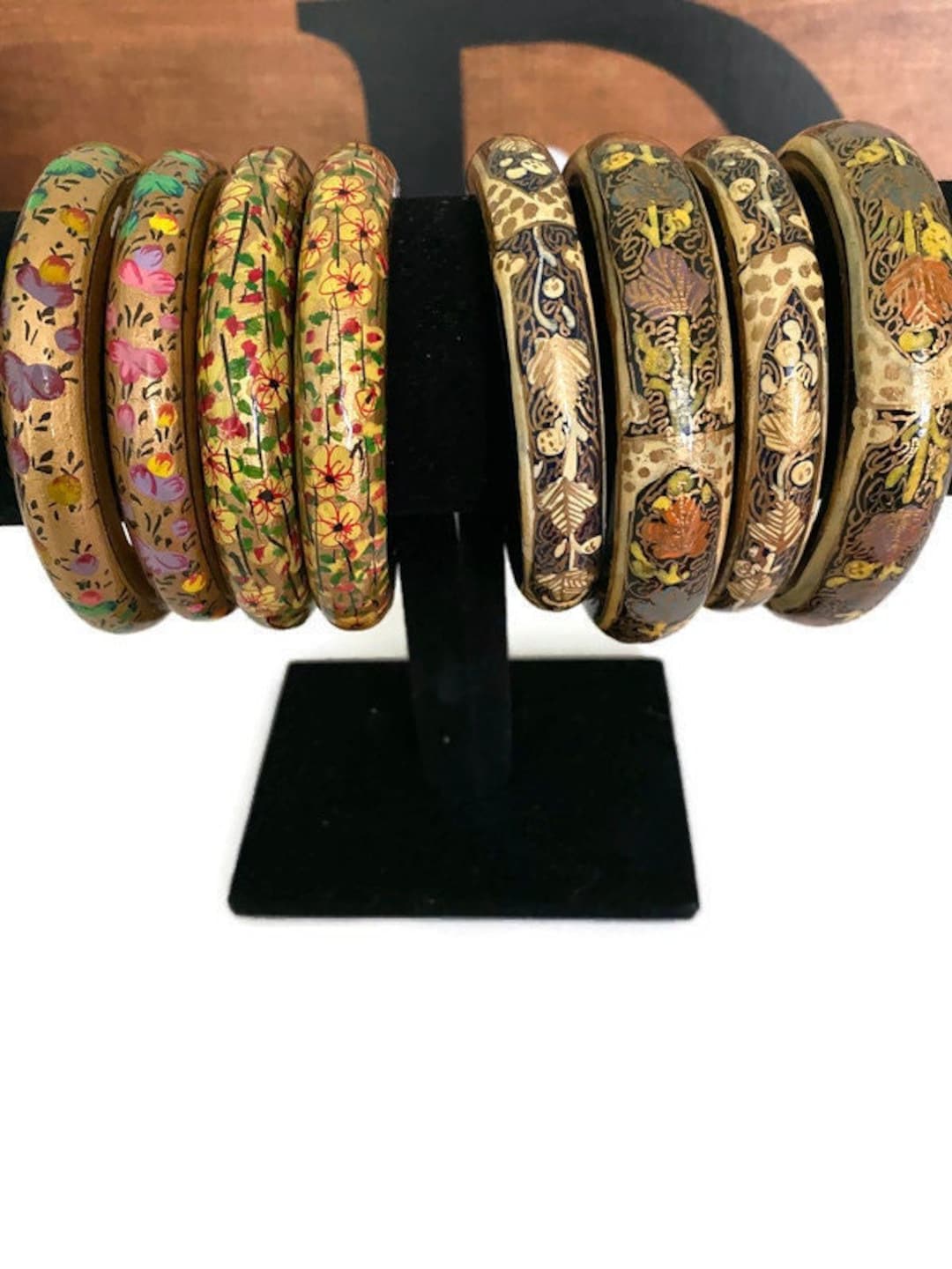 Hand-painted Floral Papier Mache Bangles: Set of 4 Indian Bracelets - Etsy