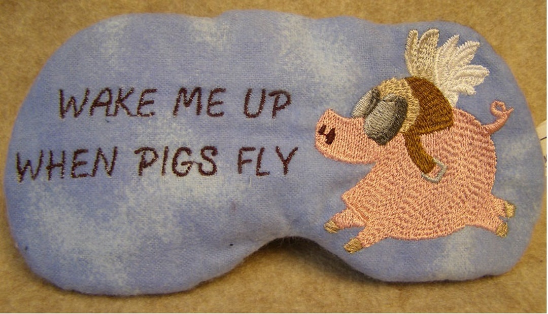 Pig Embroidered Eye Mask, Pig Embroidered Sleep Mask, Pig Eye Mask, Pig ...