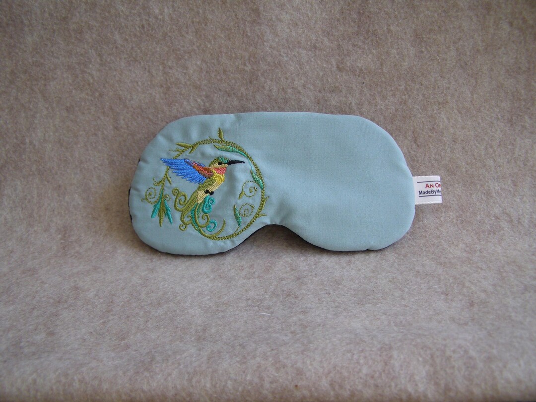 Embroidered Hummingbird Sleep Mask, Hummingbird Design, Embroidered ...