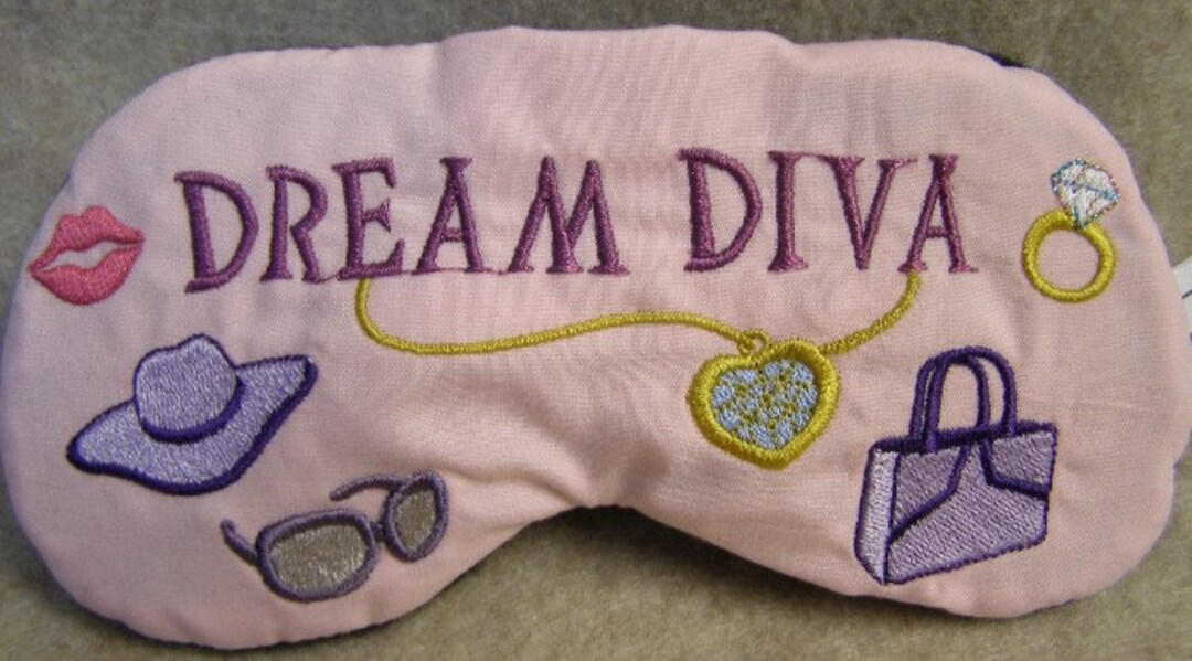 Embroidered Eye Mask: Dream Diva Sleeping Mask, Handmade - Etsy