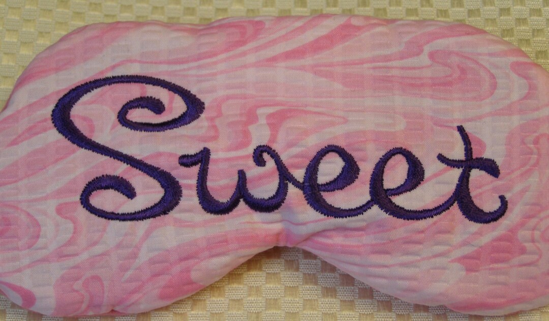 Embroidered Sleep Mask: Pink Swirl Cotton, 'sweet' Design - Etsy