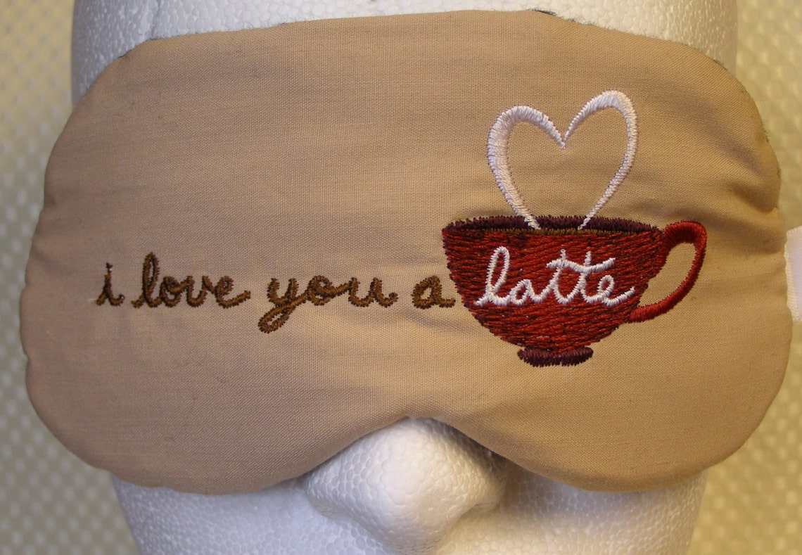 Coffee Latte Embroidered Eye Mask Slumber Mask Sleep Mask | Etsy