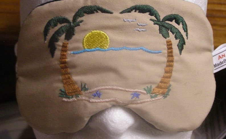 Tropical Beach Embroidered Eye Mask, Tropical Beach Embroidered Sleep ...