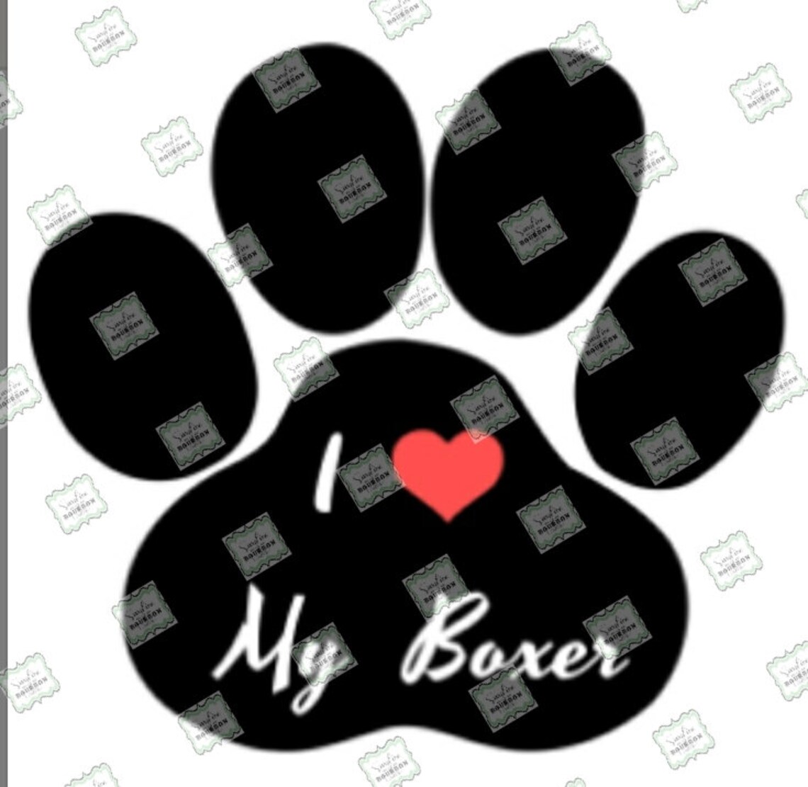 Boxer dog svg I Love My Boxer Dog Paw Print Instant | Etsy