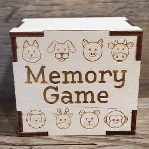 Wooden Memory Game, Matching Game, Animal Game, Box With Lid, Game ...