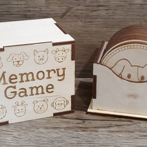 Wooden Memory Game, Matching Game, Animal Game, Box With Lid, Game ...