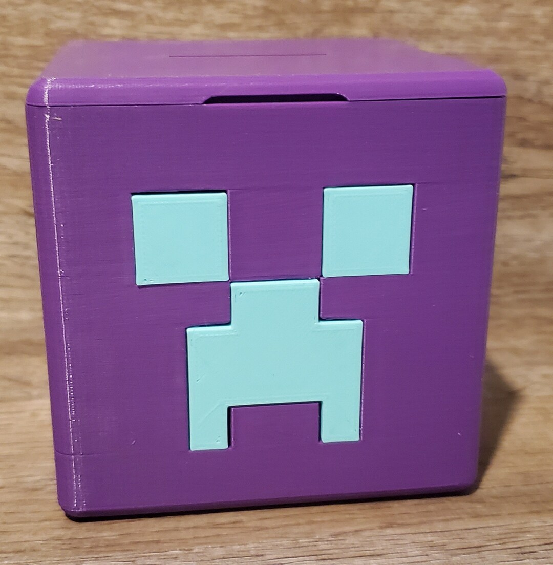 3D Printed Video Game Creeper Block Piggy Bank, Piggy Bank, Coin Box ...