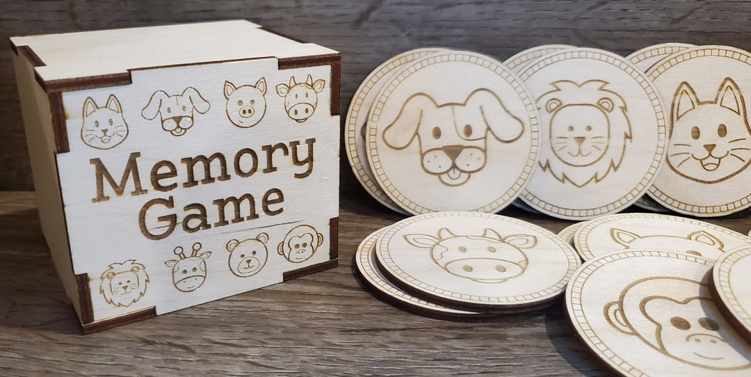 Wooden Memory Game, Matching Game, Animal Game, Box With Lid, Game ...