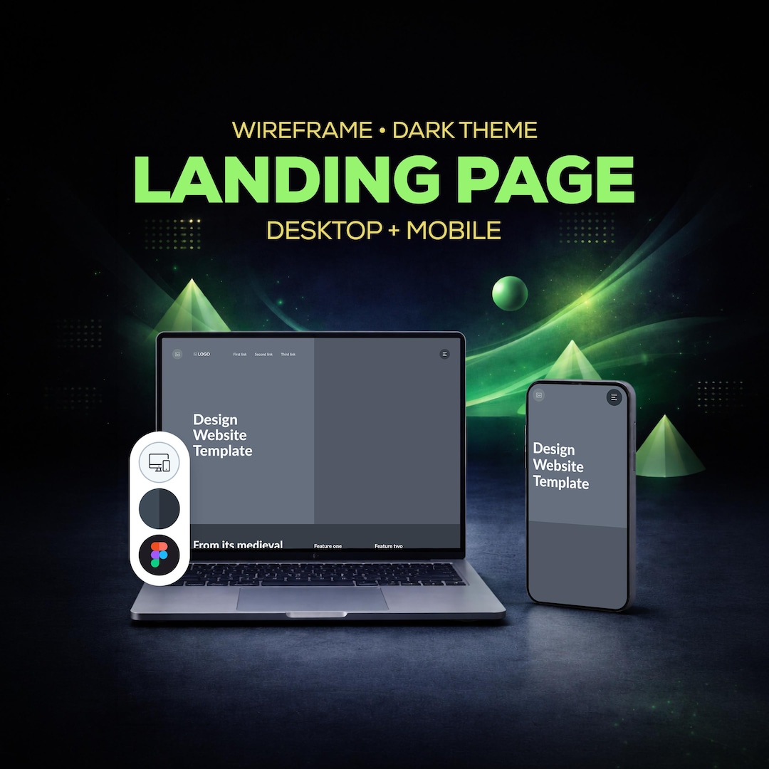 Figma Landing Page Wireframe Kit | Dark Mode UI UX Template (digital ...