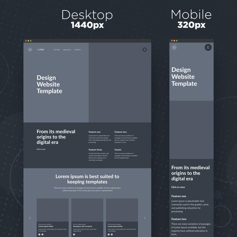 Figma Landing Page Wireframe Kit | Dark Mode UI UX Template (digital ...