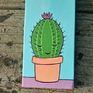 Original Funky Folk Art Cactus Painting Plant Lover Gift Artwork on ...
