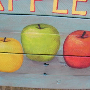 Apple Sign Primitive Folk Art Original Painting Farmhouse Kitchen Decor ...