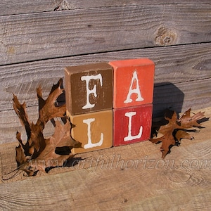 Painted Wood Block Letters Farmhouse Decor Tiered Tray Wooden Fall ...