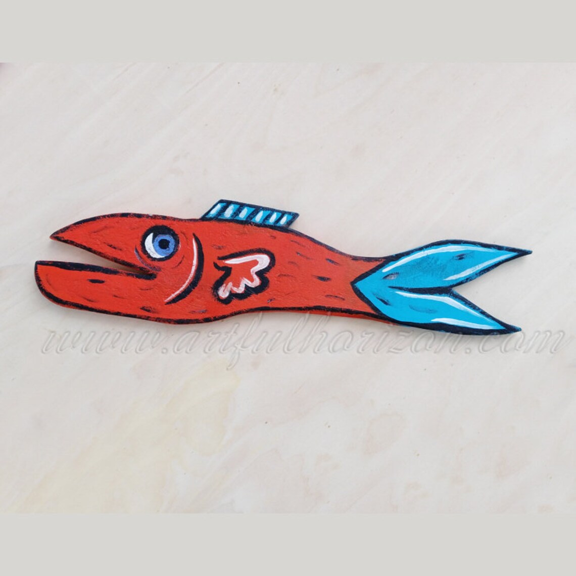 Funky Fish Primitive Folk Art Fish Painting Cutout Sign - Etsy