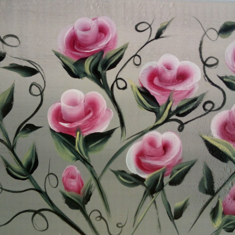 Original Roses Flower Painting Cottage Chic Home Decor - Etsy