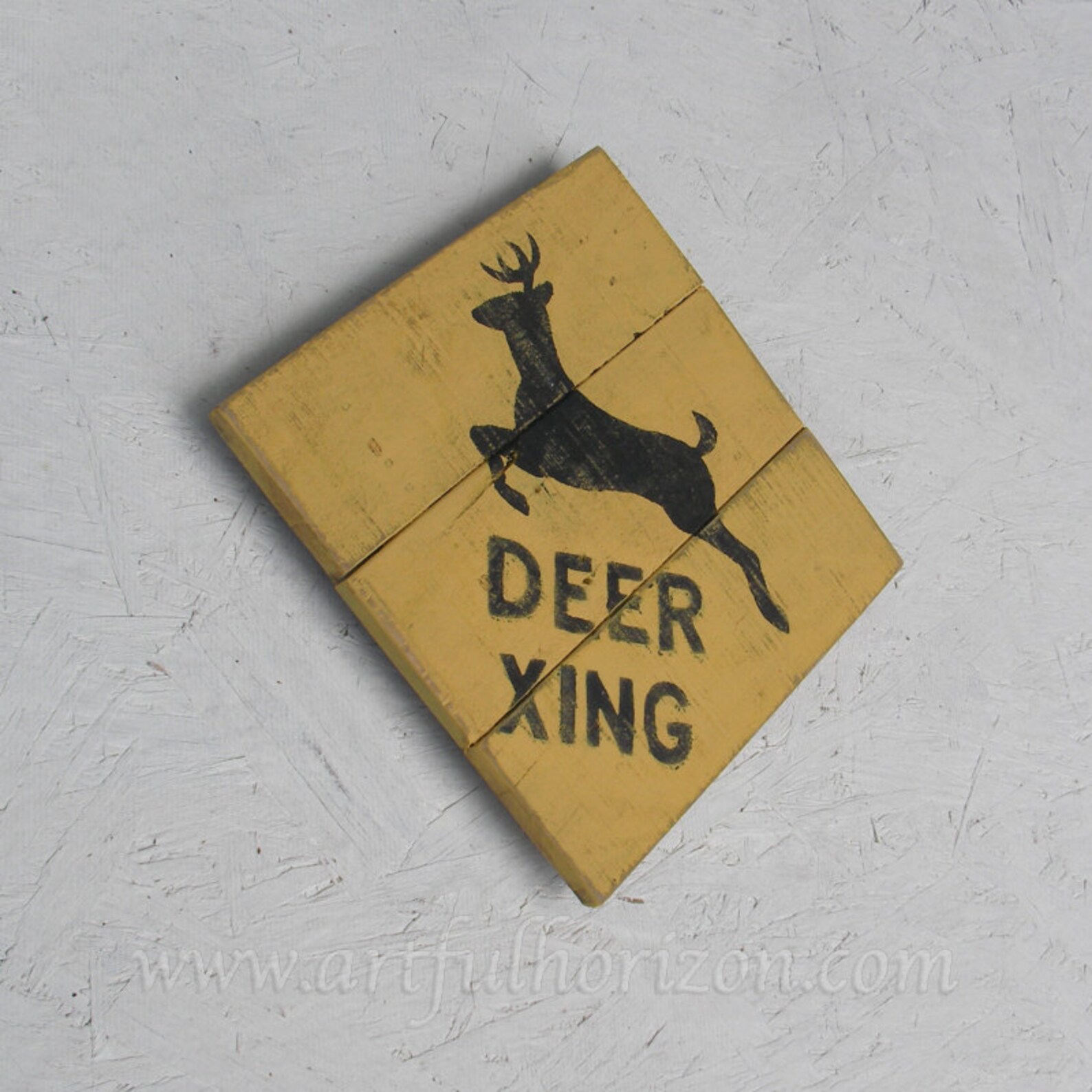 Deer Crossing Xing Road Sign Rustic Decor Vintage Yellow - Etsy