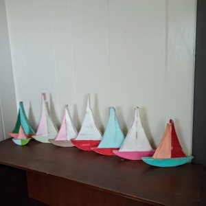 Wooden Sail Boat, Colorful Nautical Beach House Decor - Etsy