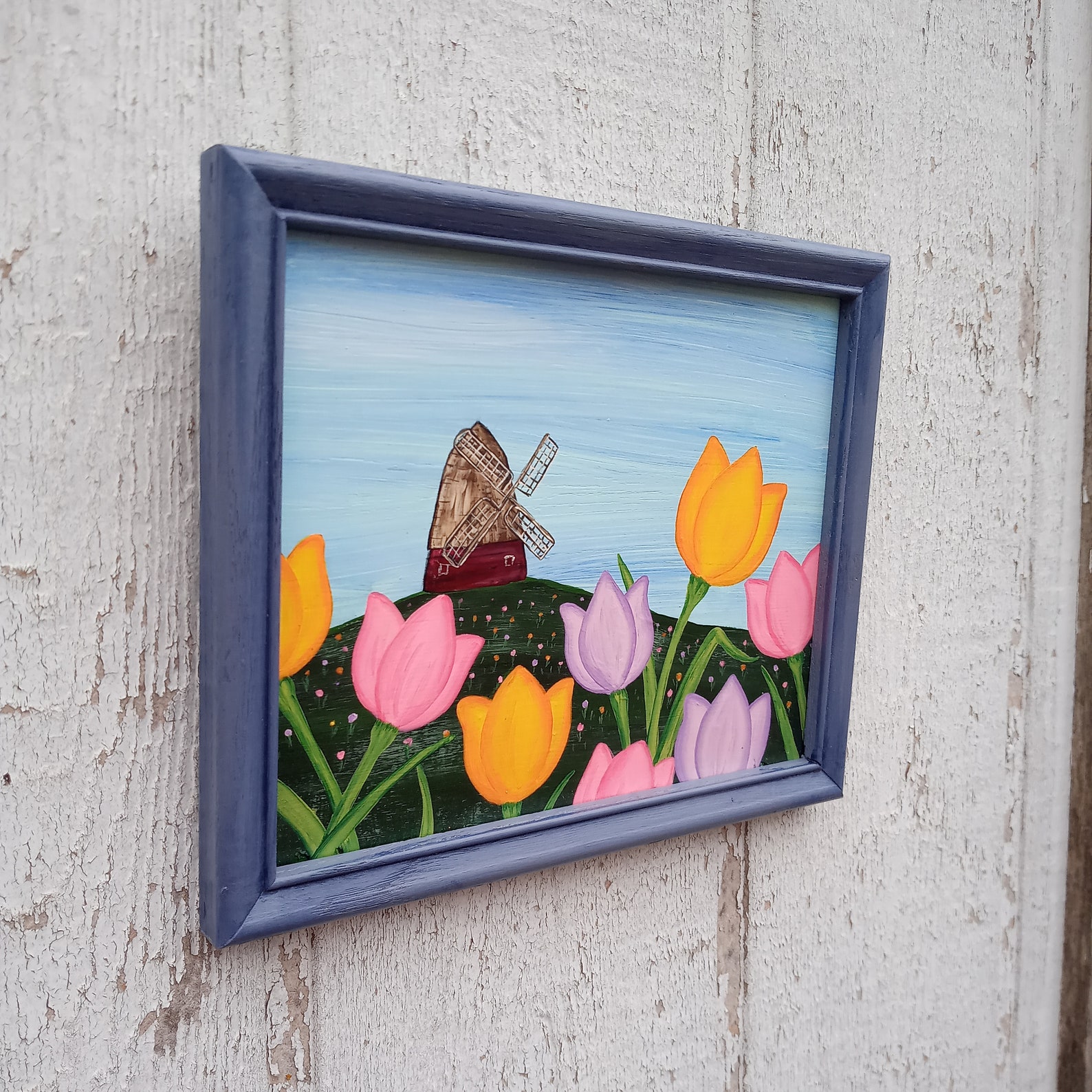 Tulip Flower Painting Windmill Landscap Country Farmhouse Decor ...