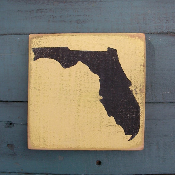 Florida Wood Sign State Shape Rustic Decor Primitive Folk Art | Etsy